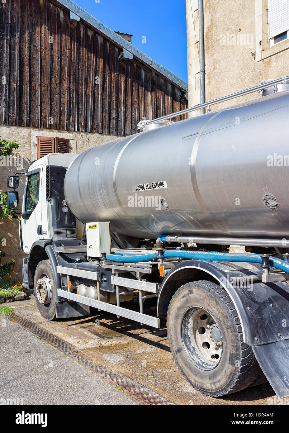 Evillers, France - August 31, 2016: Liquid storage tank car for the ...