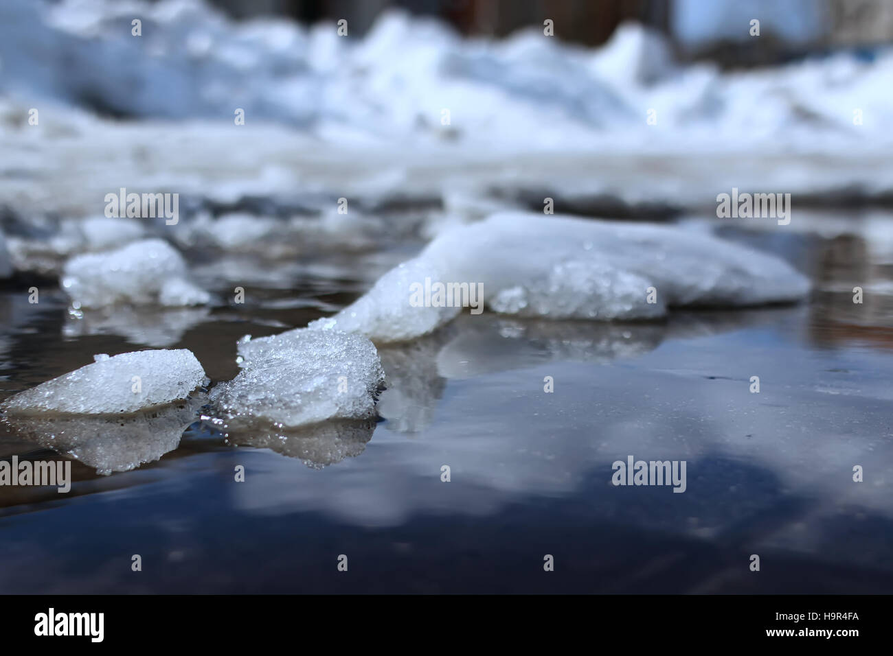 thaw spring lanscape tree Stock Photo - Alamy