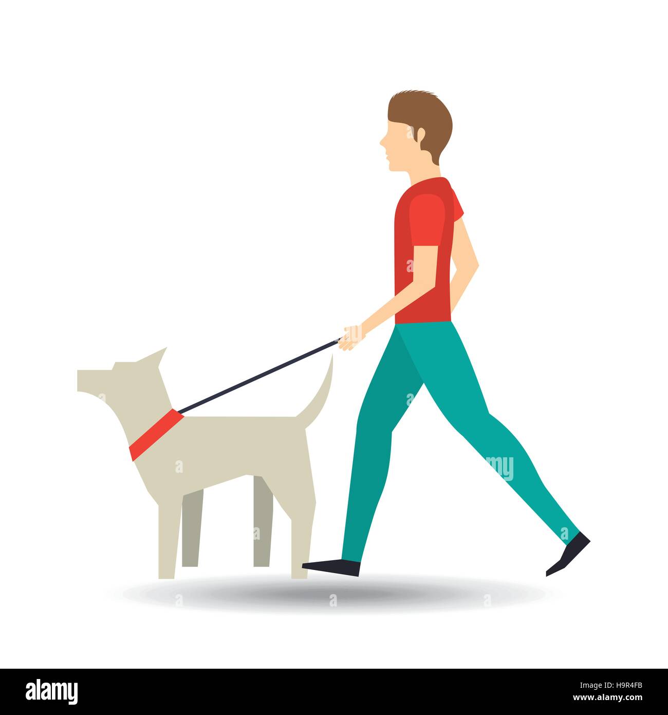 man walking a white dog vector illustration eps 10 Stock Vector Image ...