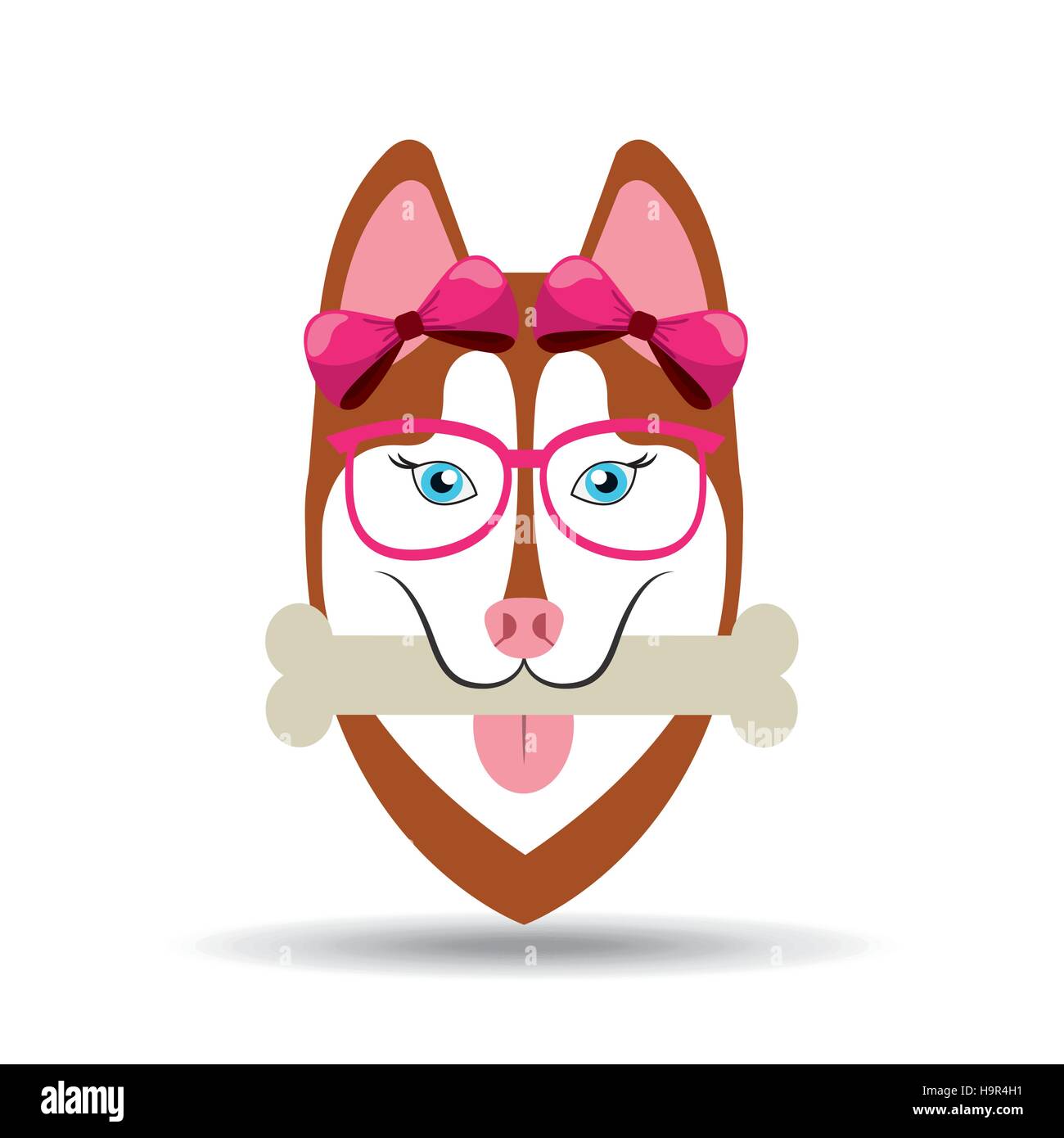 fashion female dog ribbon glasses and bone vector illustration eps 10 ...