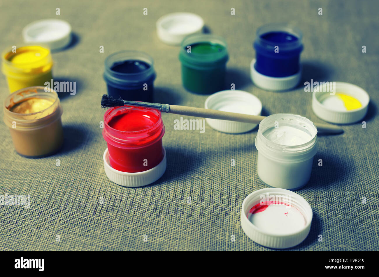 toned set of paint cans Stock Photo - Alamy