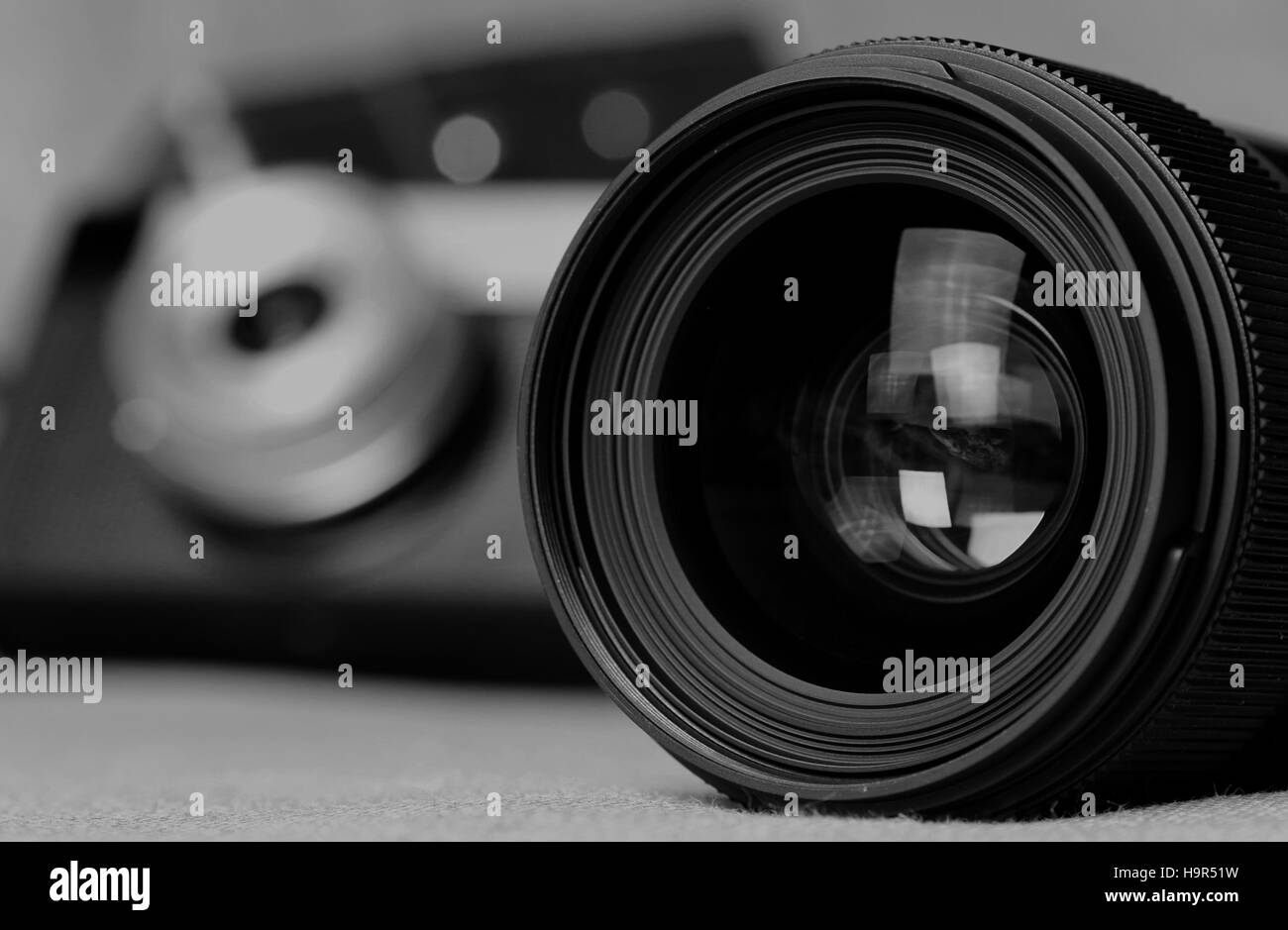 monochrome lens flare object Stock Photo - Alamy