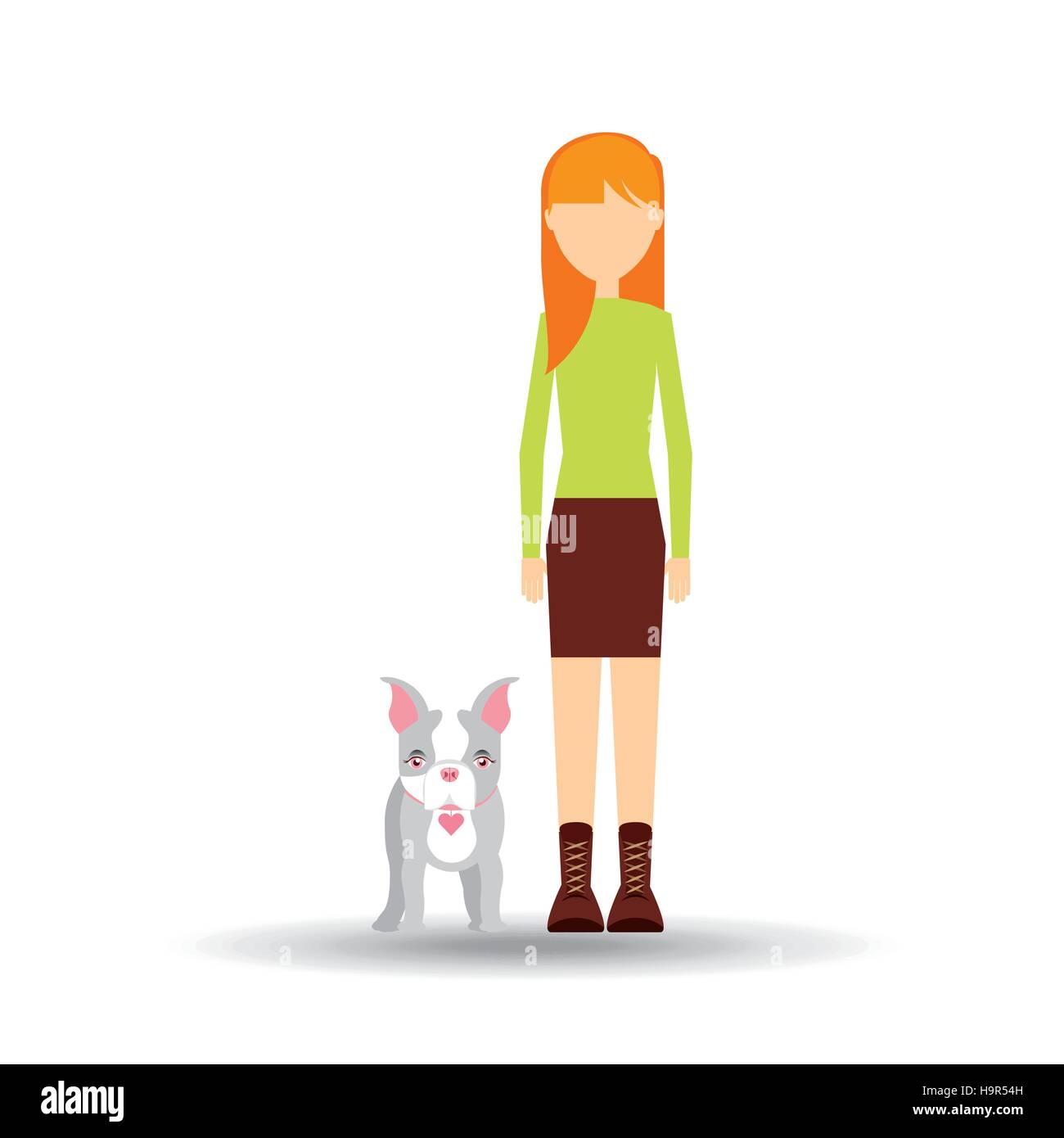 character girl pet french bulldog graphic vector illustration eps 10 ...