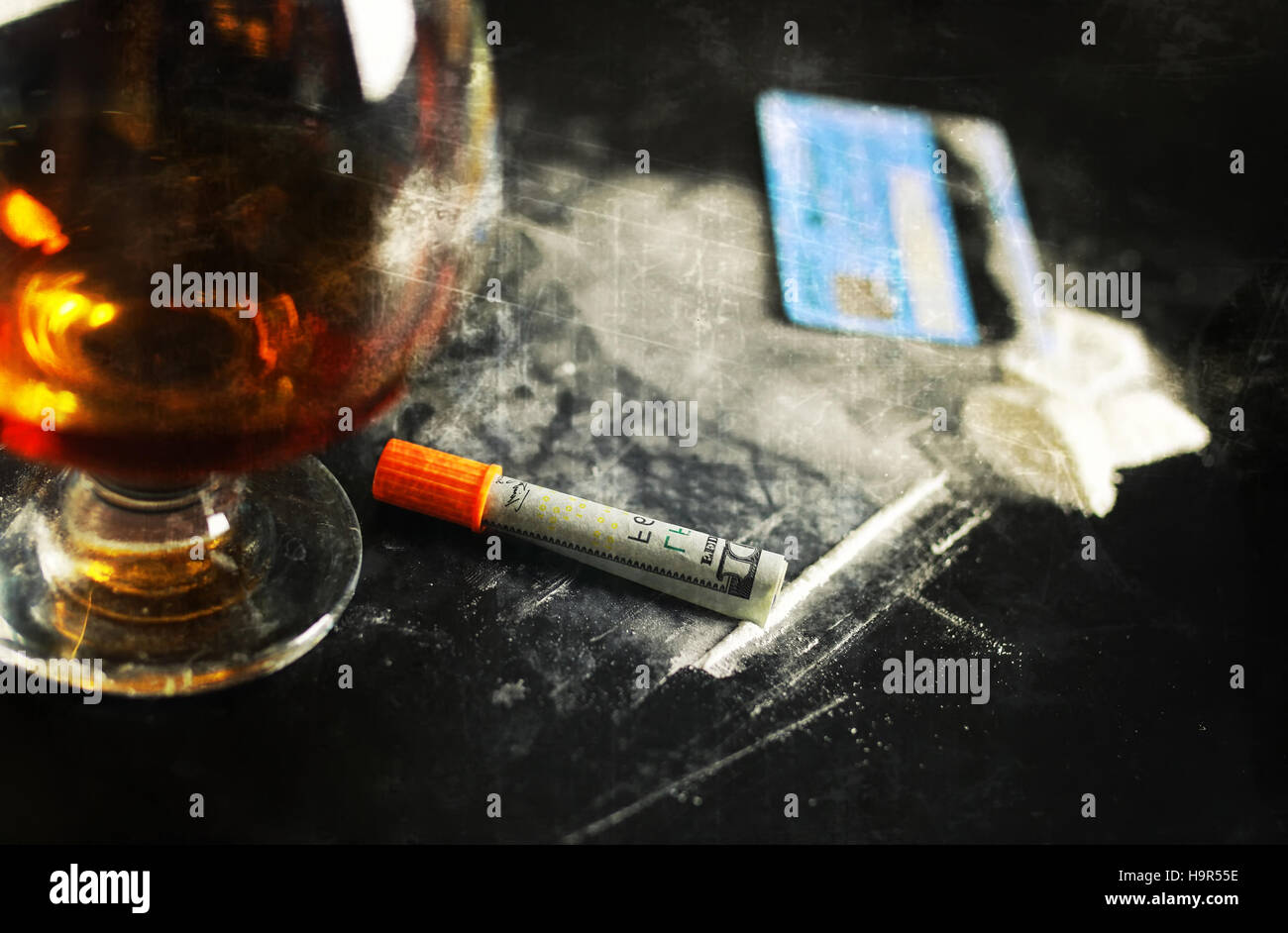 scratch photo concept addiction cocaine alcohol glass drug Stock Photo ...