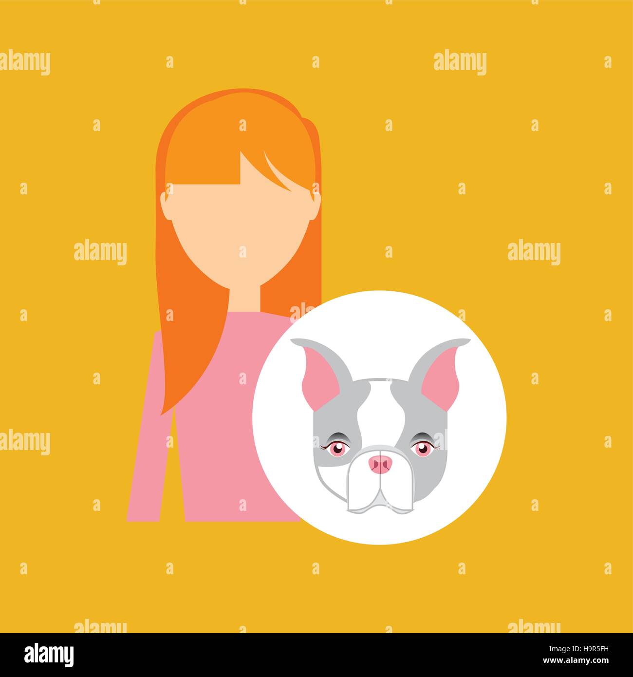 character girl pet french bulldog graphic vector illustration eps 10 ...