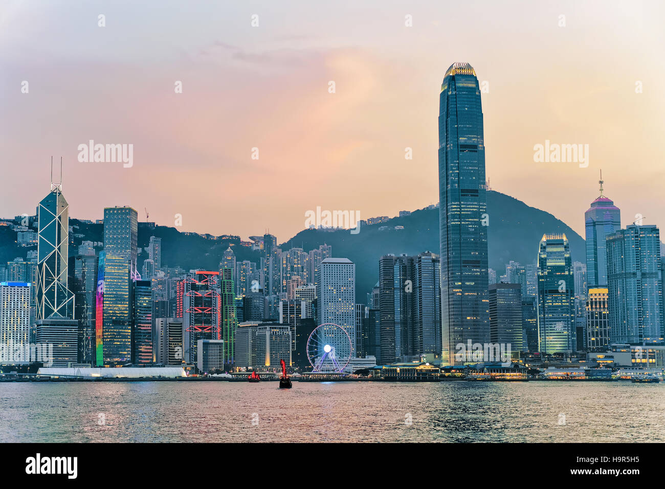 Skyline at Victoria Harbor, Hong Kong. View from Kowloon on HK Island ...