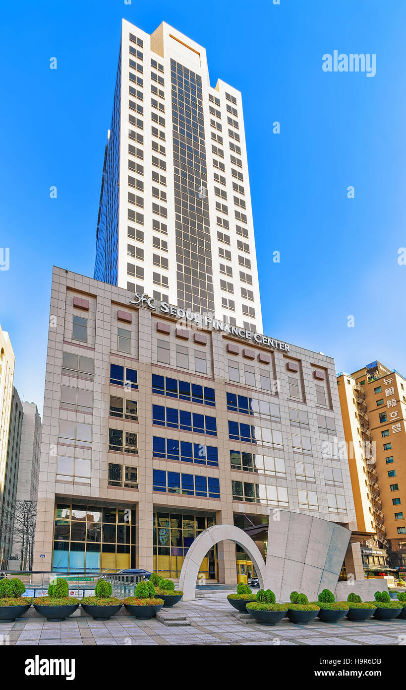 Seoul, South Korea - March 11, 2016: Seoul Finance Center skyscraper in ...