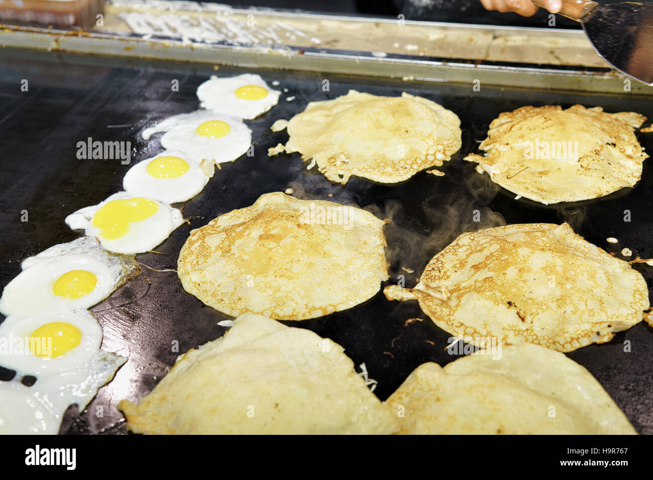 Crepes at Myeongdong open street market in Seoul, South Korea Stock ...