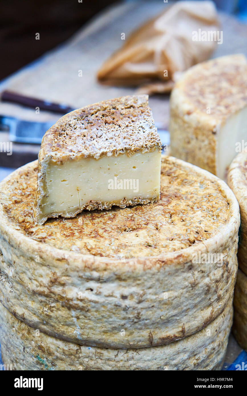 Slab of Cheese and Heads of Cheese. Top view Stock Photo - Alamy