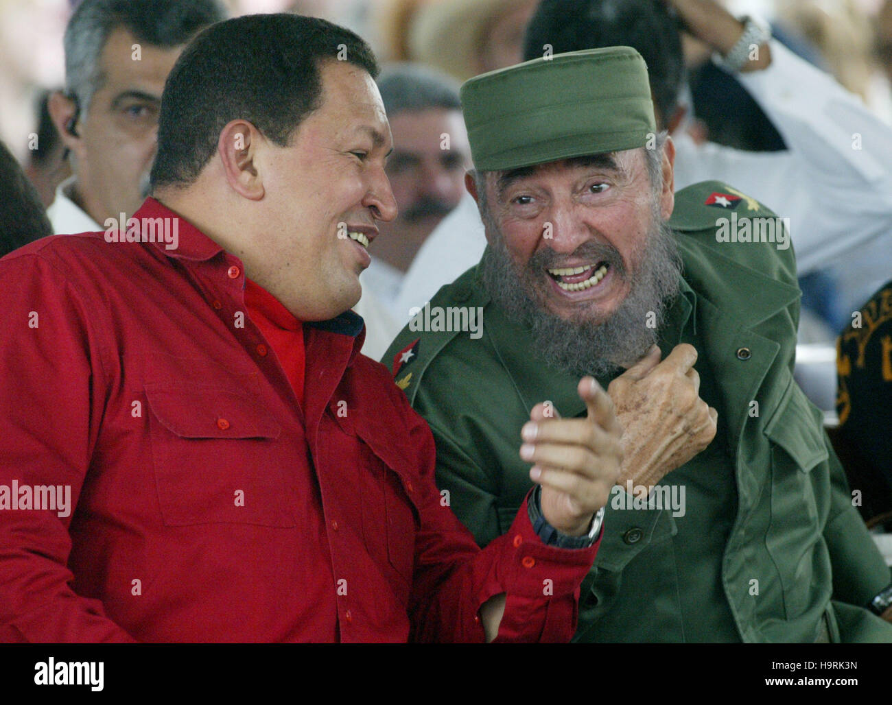 Venezuelan President, Hugo Chavez, pictured with Fidel Castro as he ...
