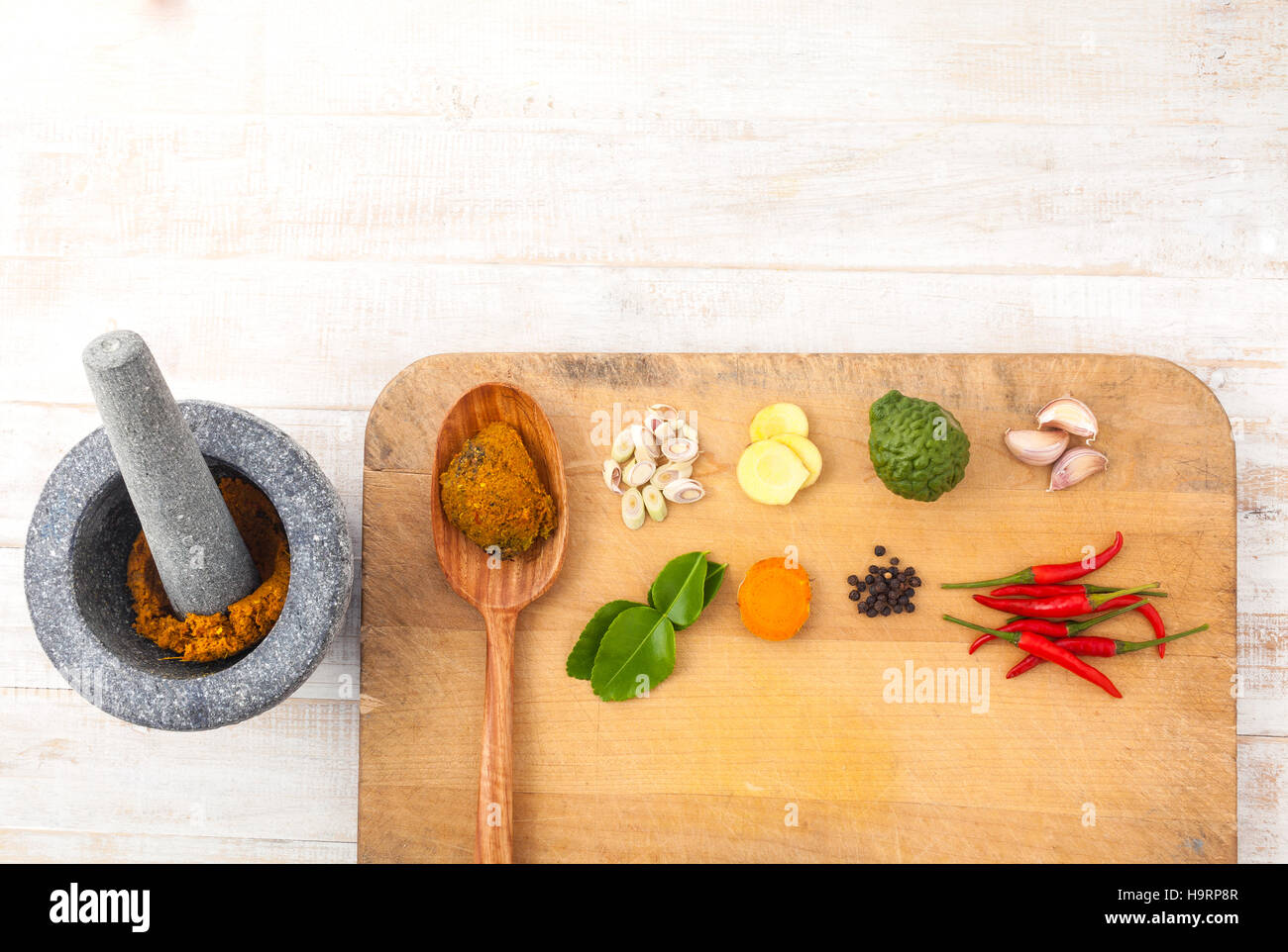 Thai food Cooking ingredients. - Paste of thai popular food Stock Photo ...