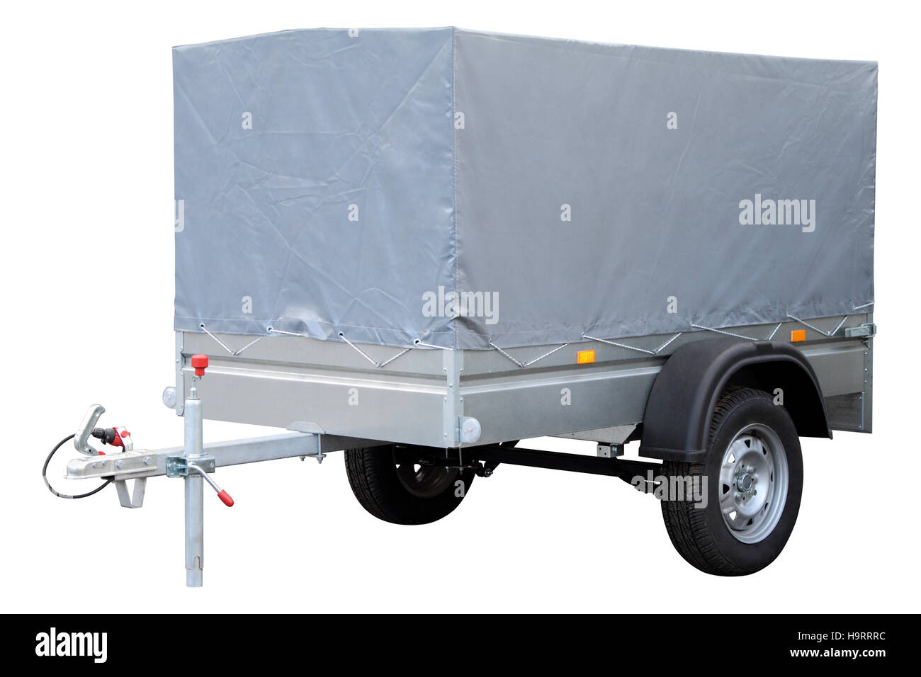 Grey car trailer, isolated on white background Stock Photo - Alamy