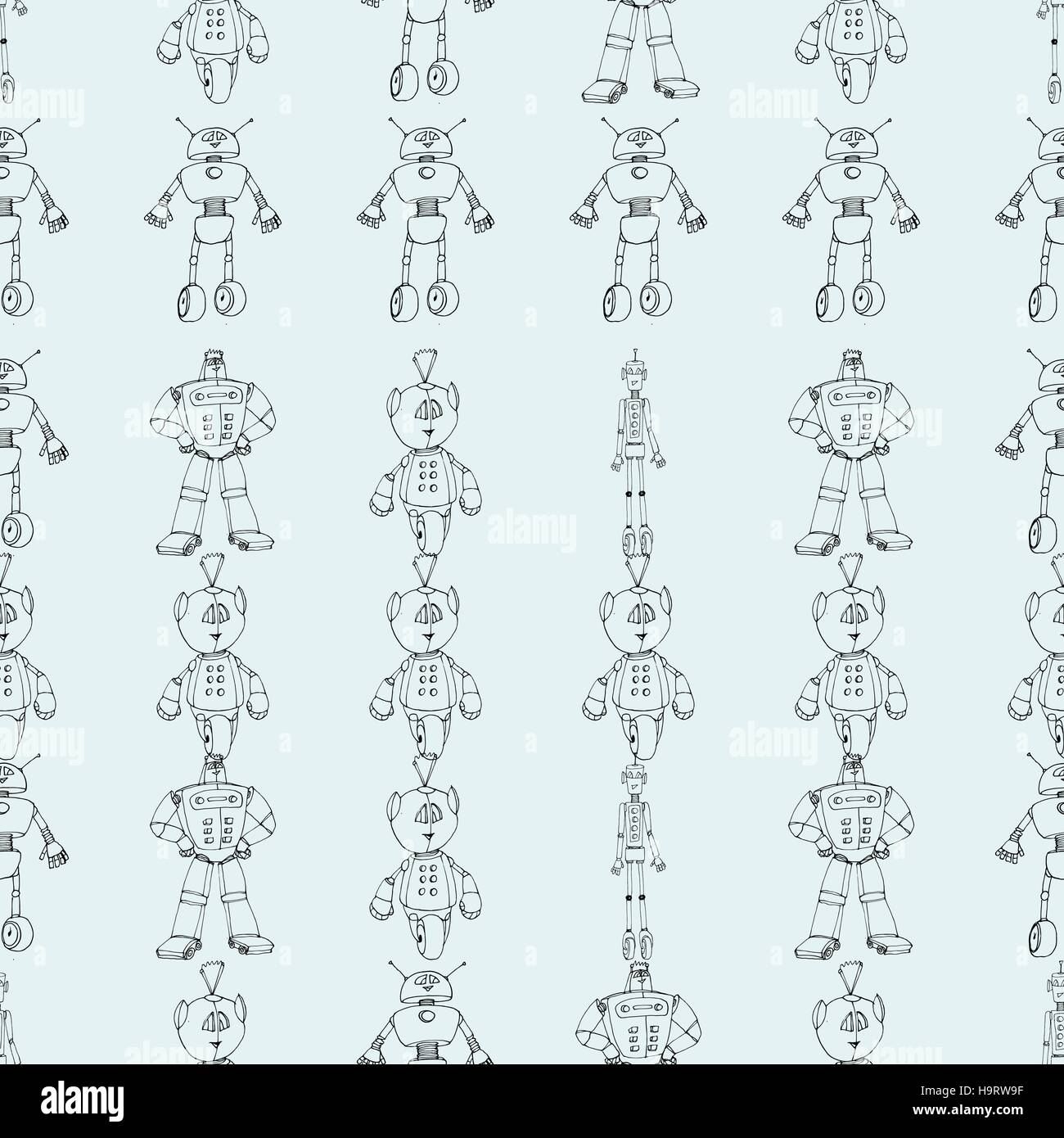Robot doodles pattern Stock Vector Image & Art - Alamy