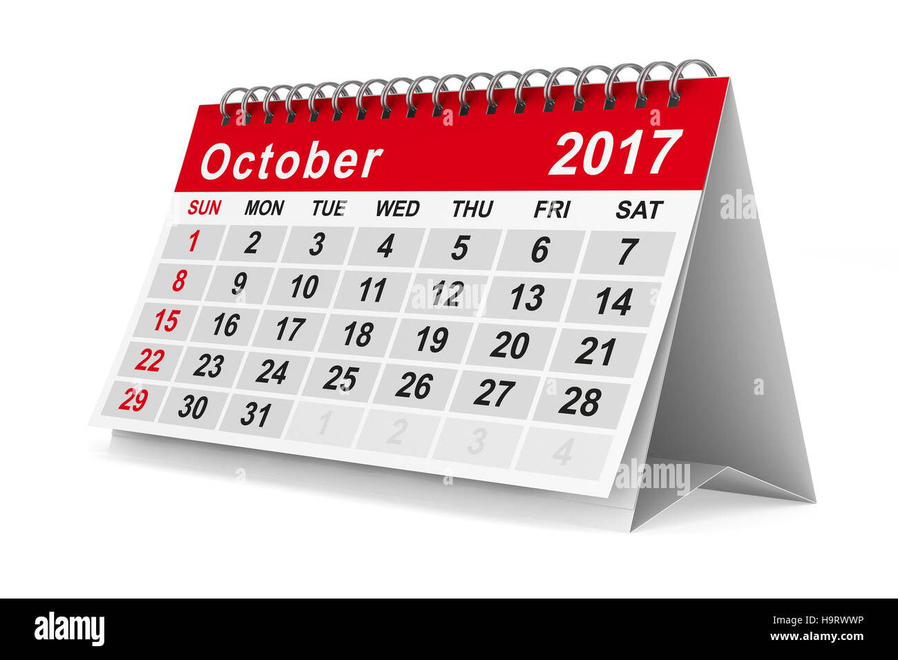 2017 year calendar. October. Isolated 3D image Stock Photo - Alamy