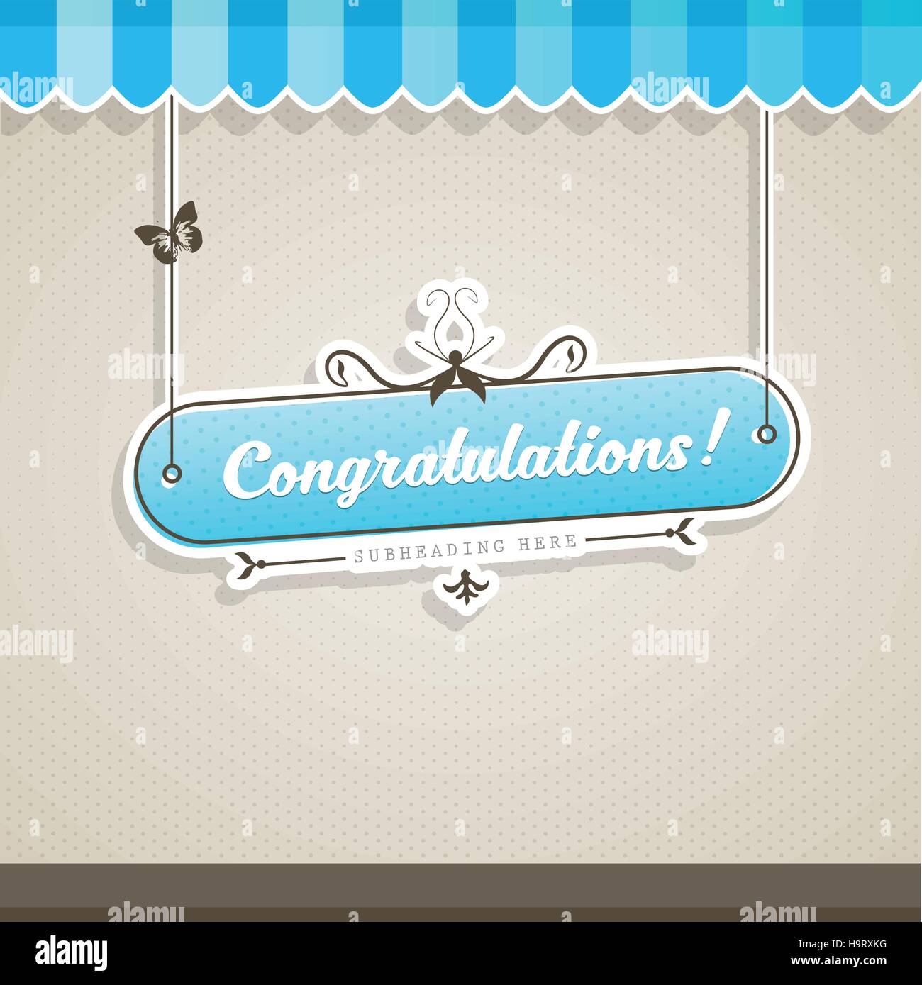 Vintage vector background with hanging sign and congratulations text ...