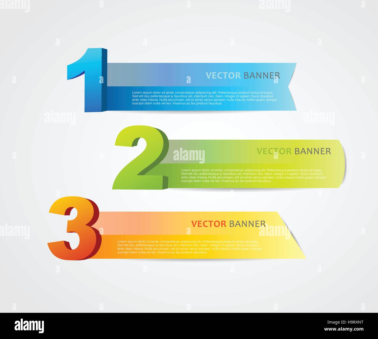 3 horizontal banners with numbers and place for own text Stock Vector ...