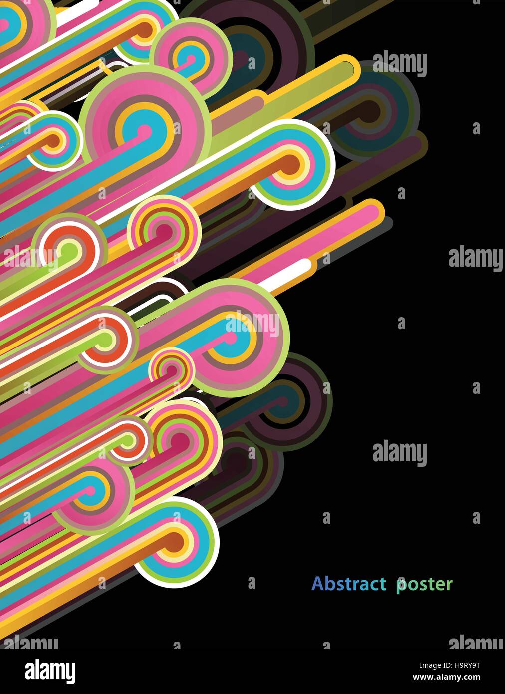 Abstract background with colorful lines - dark version Stock Vector ...