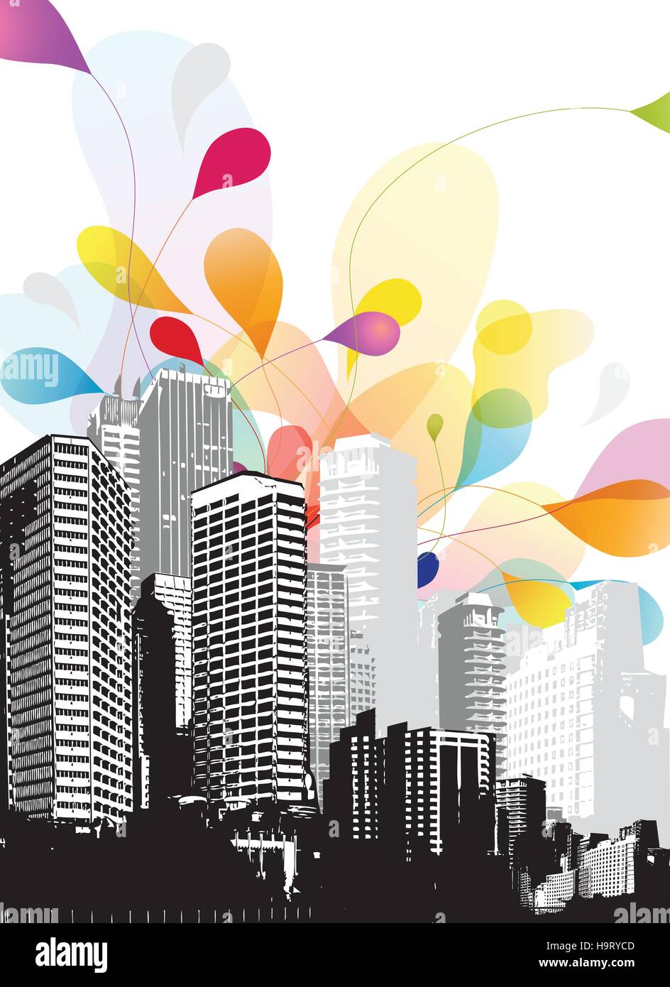 Abstract sky illustration with cityscape Stock Vector Image & Art - Alamy