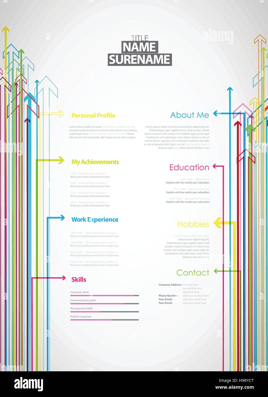 Curriculum template Stock Vector Images - Alamy