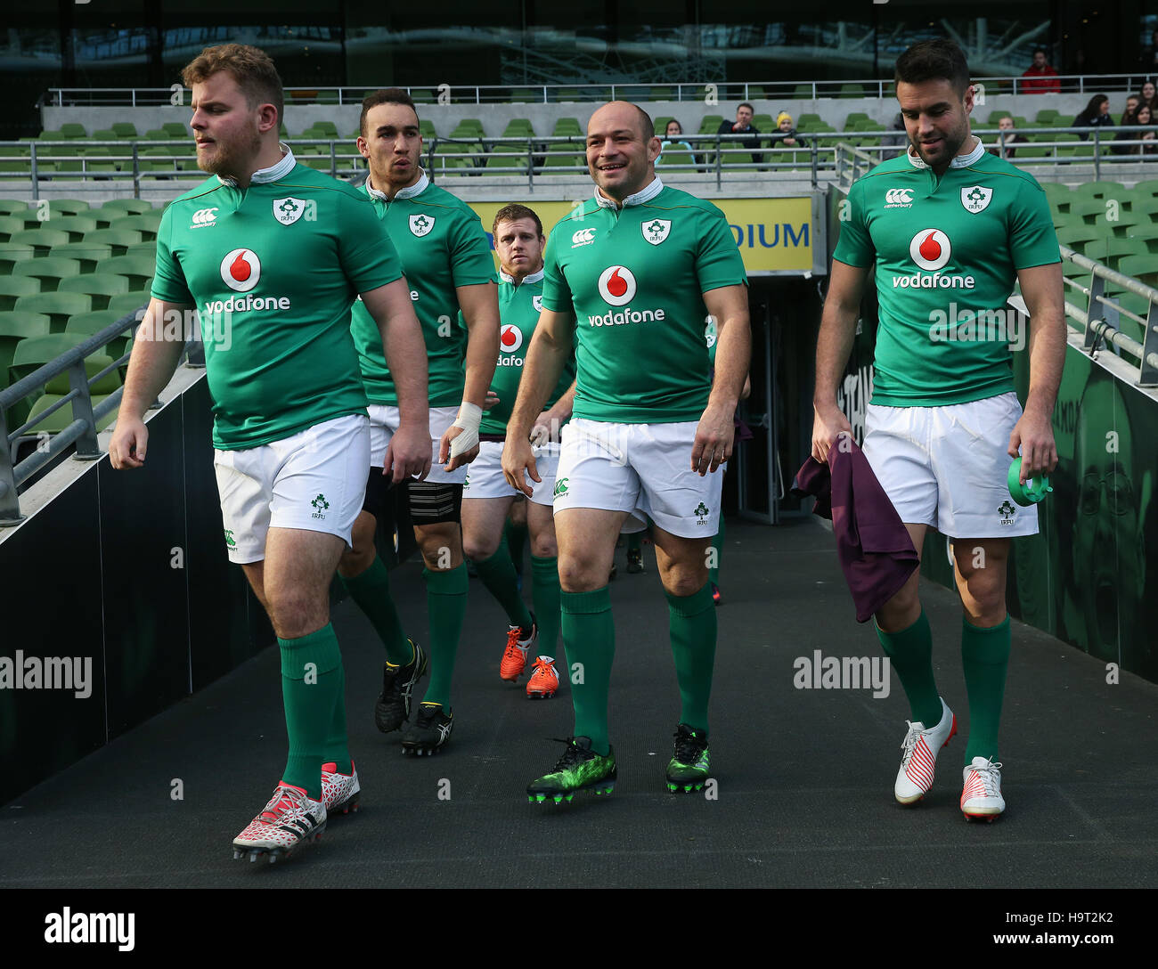 Ireland players (from left) Finlay Bealham, Ultan Dillane, Sean Cronin ...
