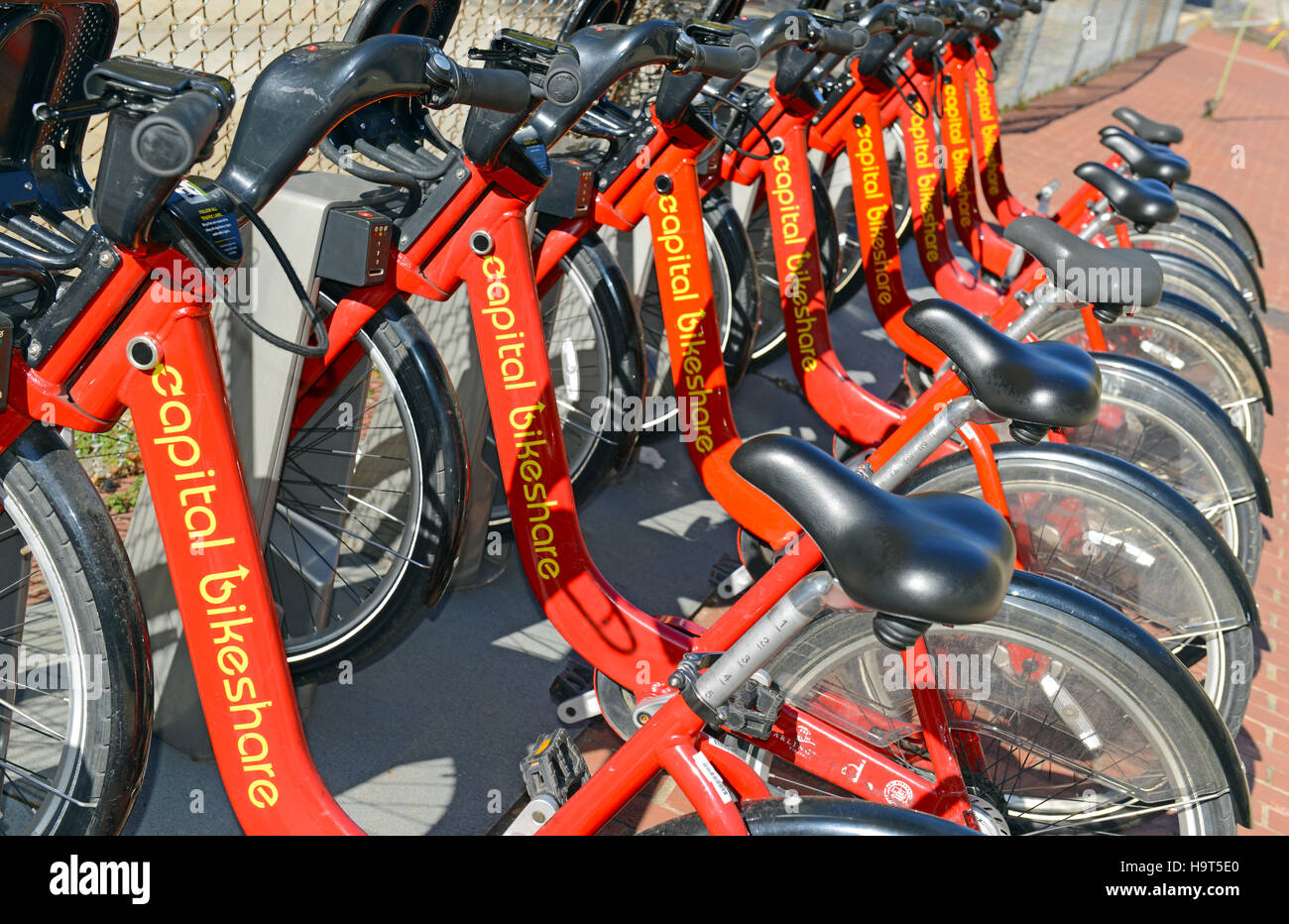 Capital bikeshare, a Bicycle share program in Washington DC Stock Photo ...