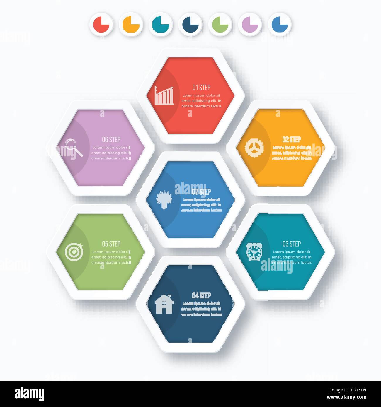 Vector illustration infographics seven hexagons Stock Vector Image ...