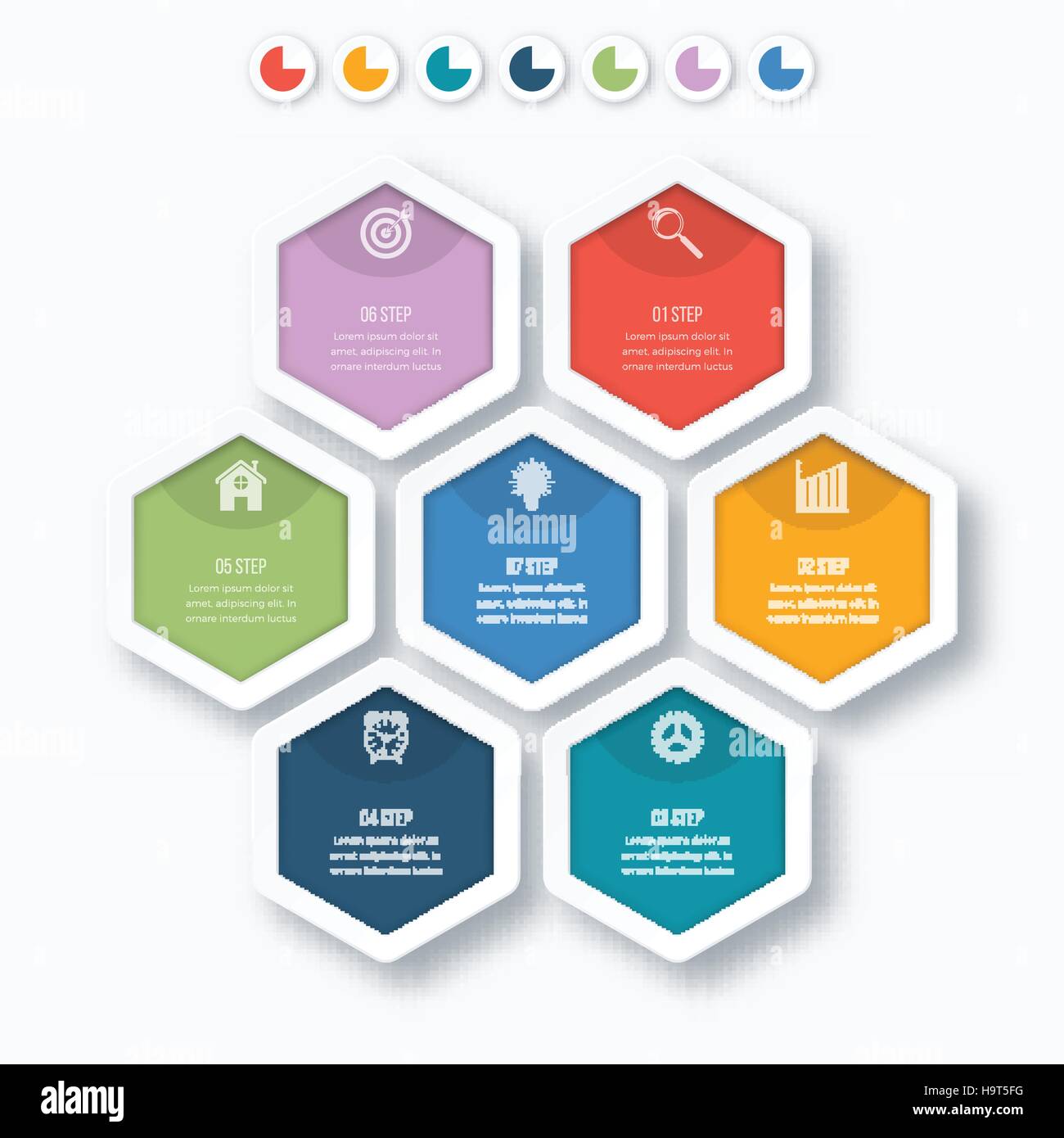 Vector illustration infographics seven hexagons Stock Vector Image ...