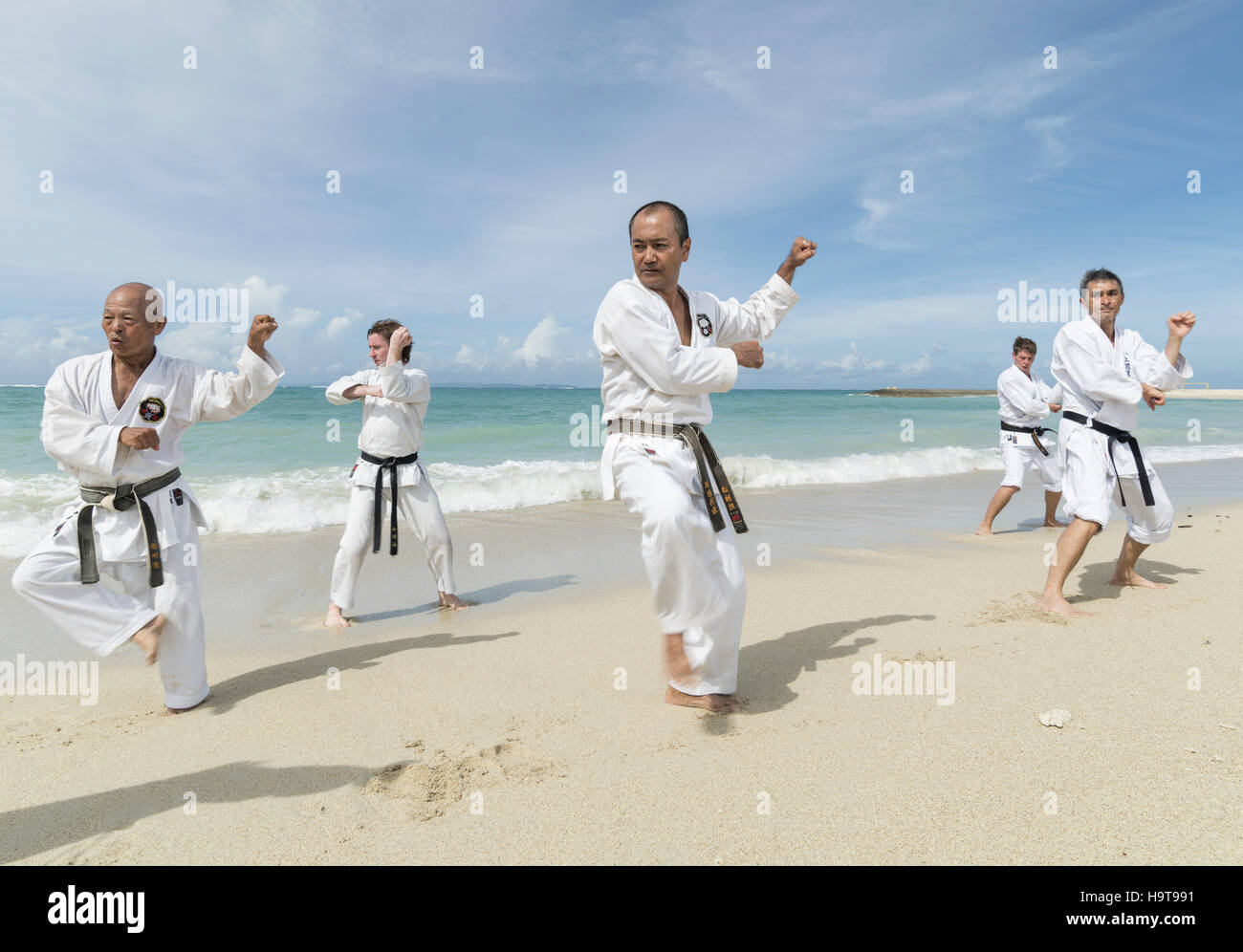 Performing karate kata in Okinawa the birthplace of karate as part of ...