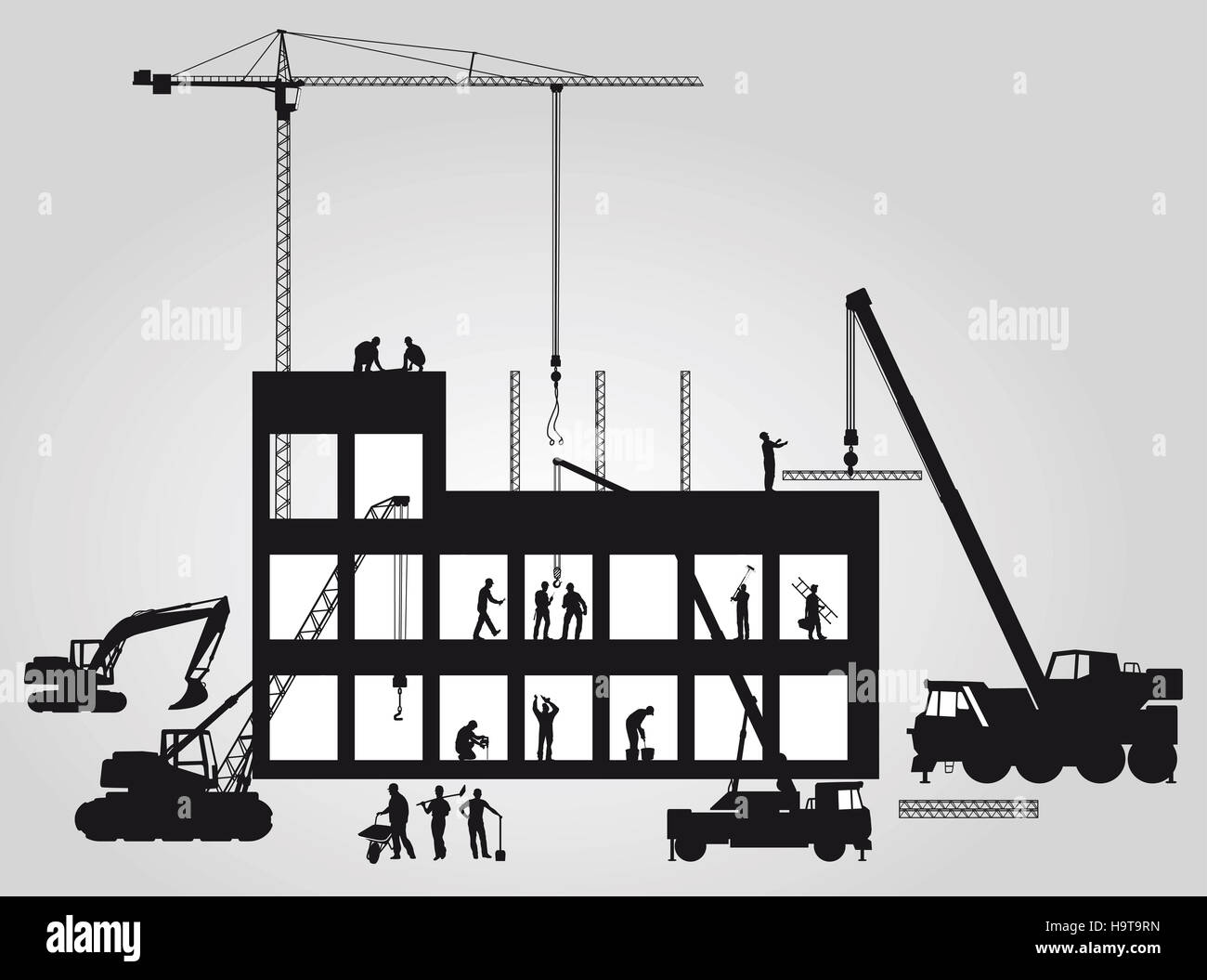 constructing, construction, worker, crane Stock Photo - Alamy