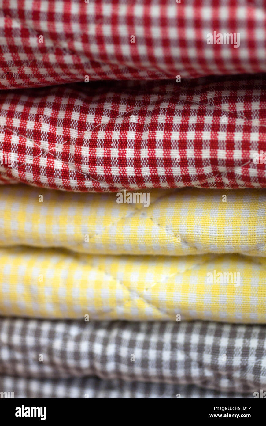 Stack of gingham fabrics / Checked cloth Stock Photo - Alamy