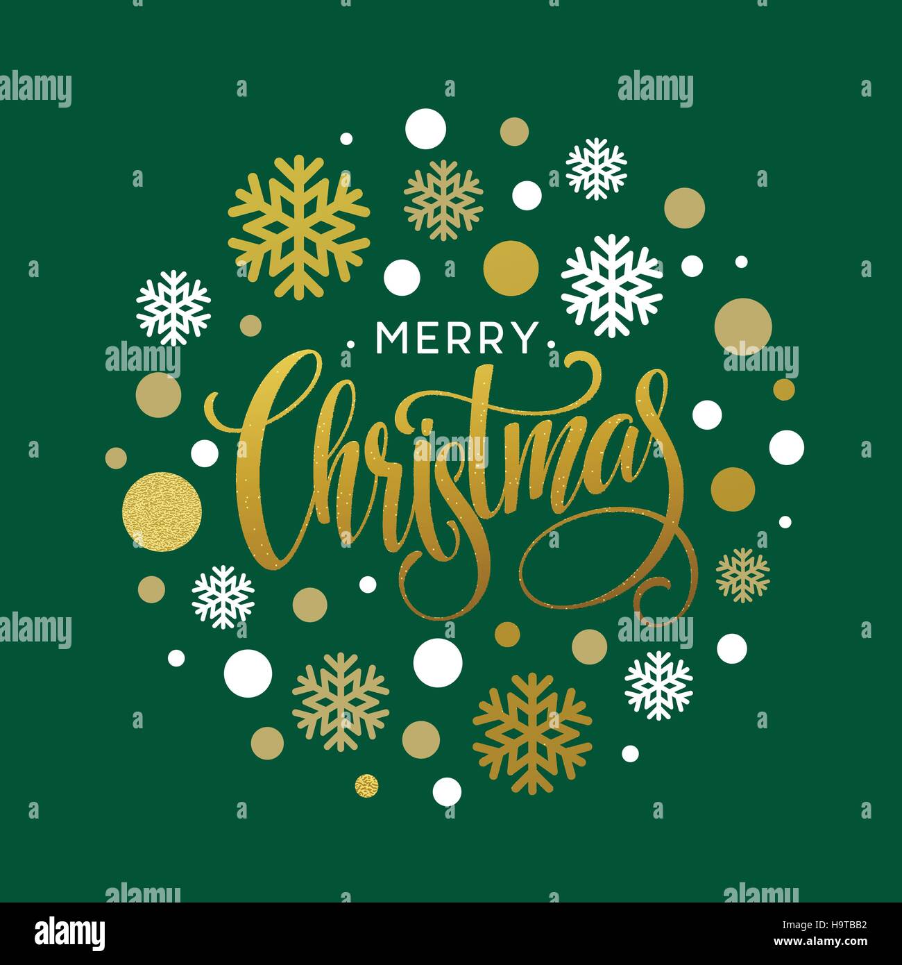 Merry Christmas Gold Glittering Lettering Design Vector Illustration