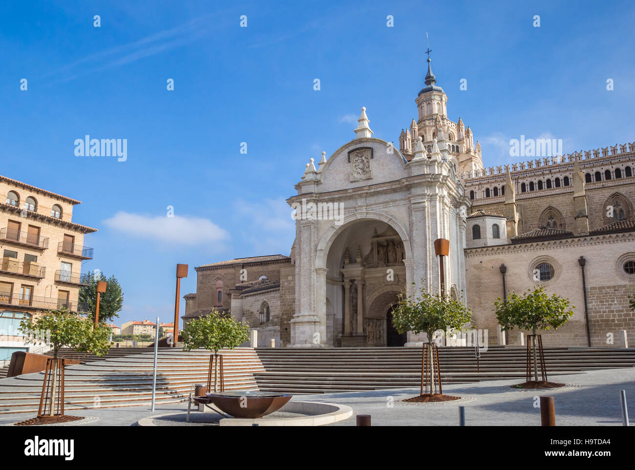 Huerta Cathedral in the historical center of Tarazona, Spain Stock ...