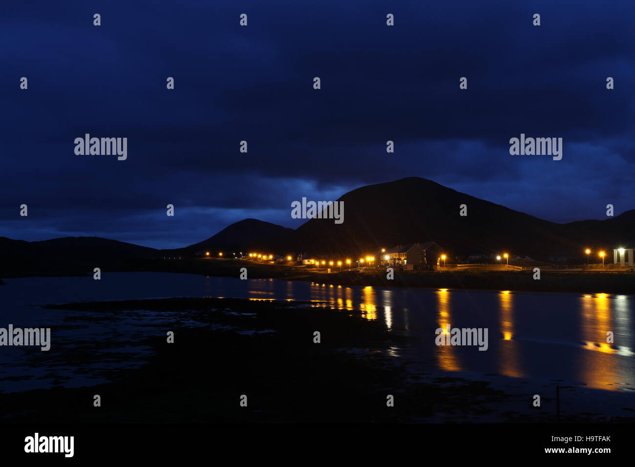 Leverburgh waterfront at night Isle of Harris Scotland May 2014 Stock ...