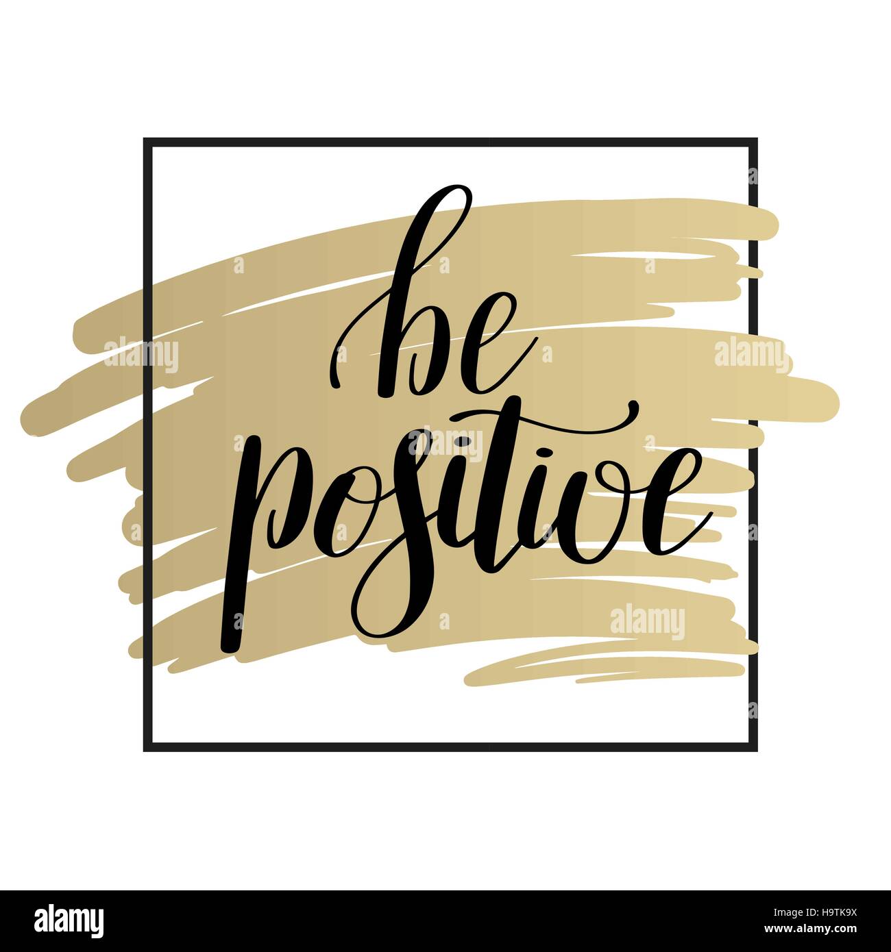 be positive handwritten positive inspirational quote brush typog Stock ...