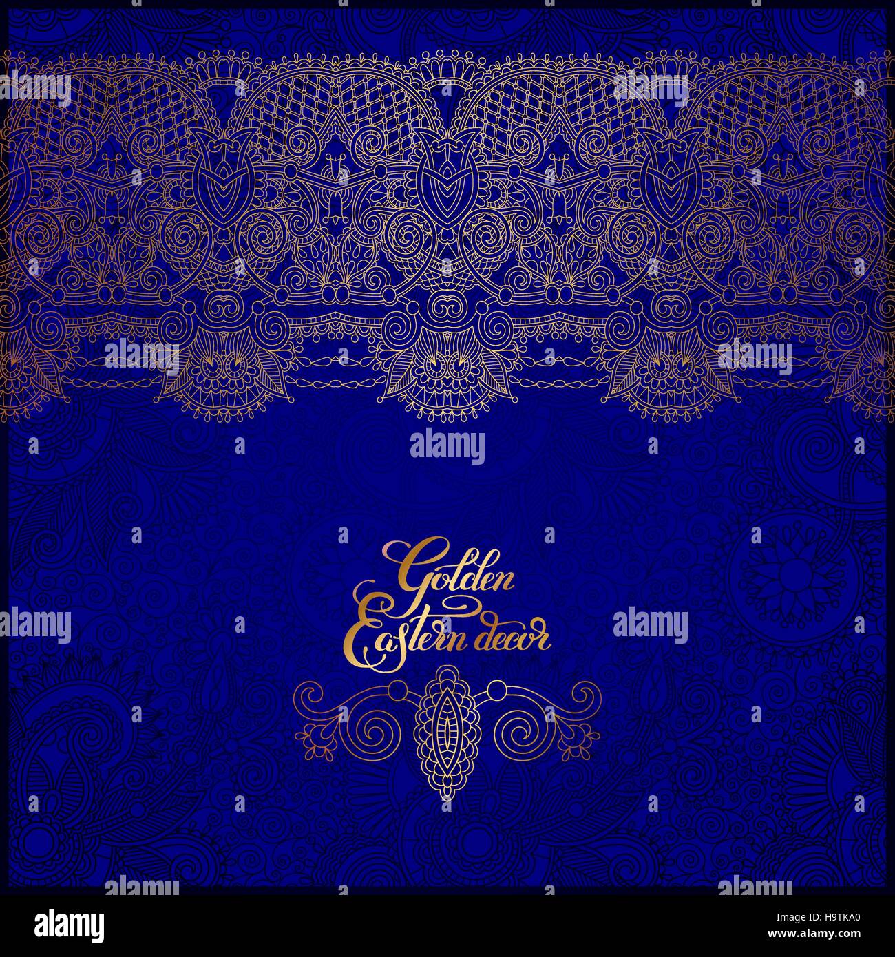 floral golden eastern decor with place for your text, paisley pa Stock ...