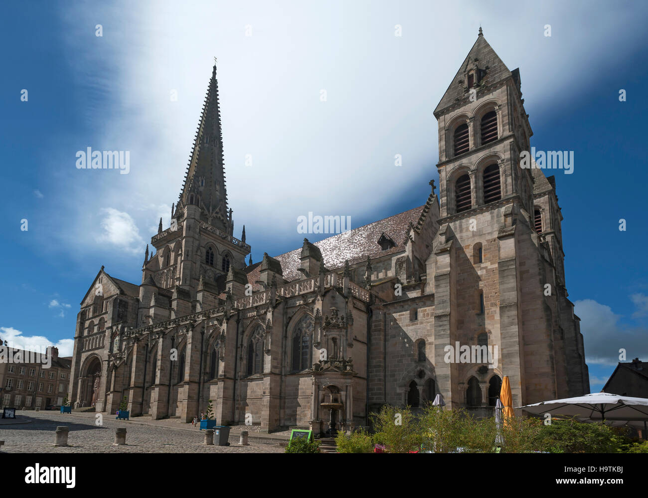 Romanesque Cathedral of Saint Lazarus, late Gothic tower, Autun, Saône ...