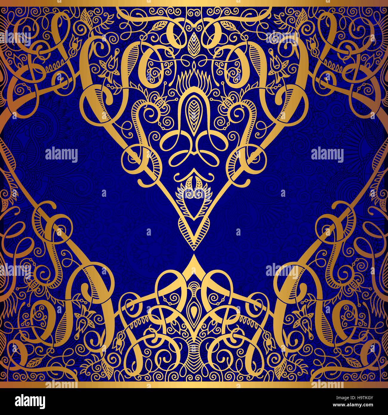 floral golden eastern decor with place for your text, paisley pa Stock ...