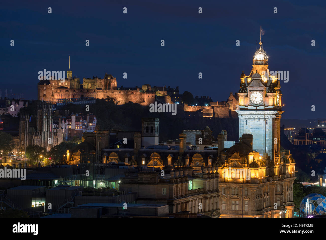 Edinburgh castle clock tower hi-res stock photography and images - Alamy