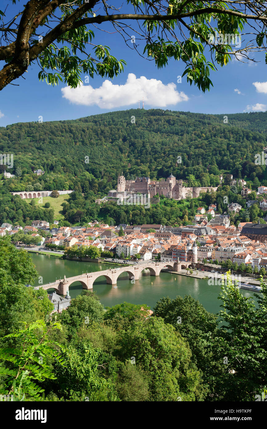 View of historic centre with Karl Theodor Bridge, gate, and castle from ...