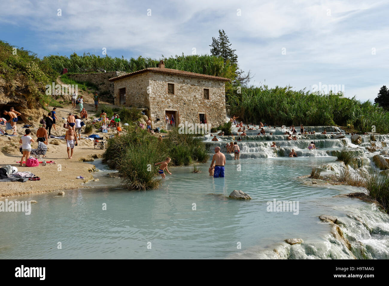 Sinter terraces, Cascate del Mulino, hot springs, Saturnia, Maremma ...