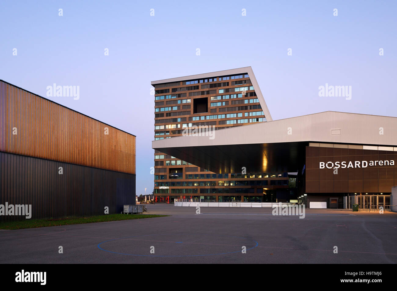 Bossard Arena and Up-Town highrise, Zug, canton of Zug, Switzerland ...