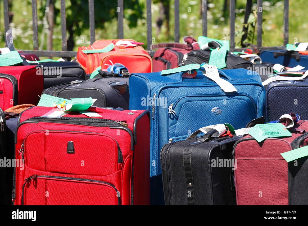 Luggage, suitcases of a tour group, Hesse, Germany Stock Photo - Alamy