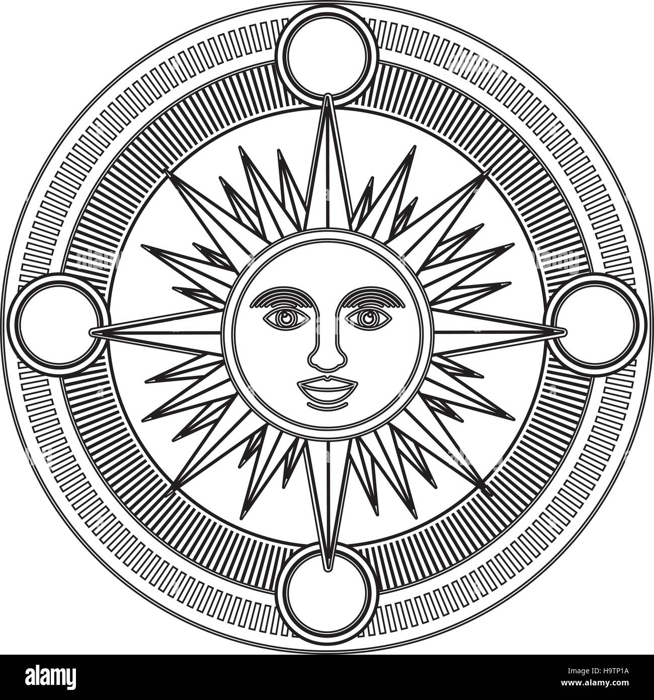 Isolated sun inside compass design Stock Vector Image & Art - Alamy