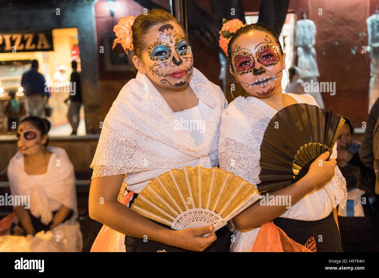 Young women dressed as La Calavera Catrina during the Day of the Dead ...