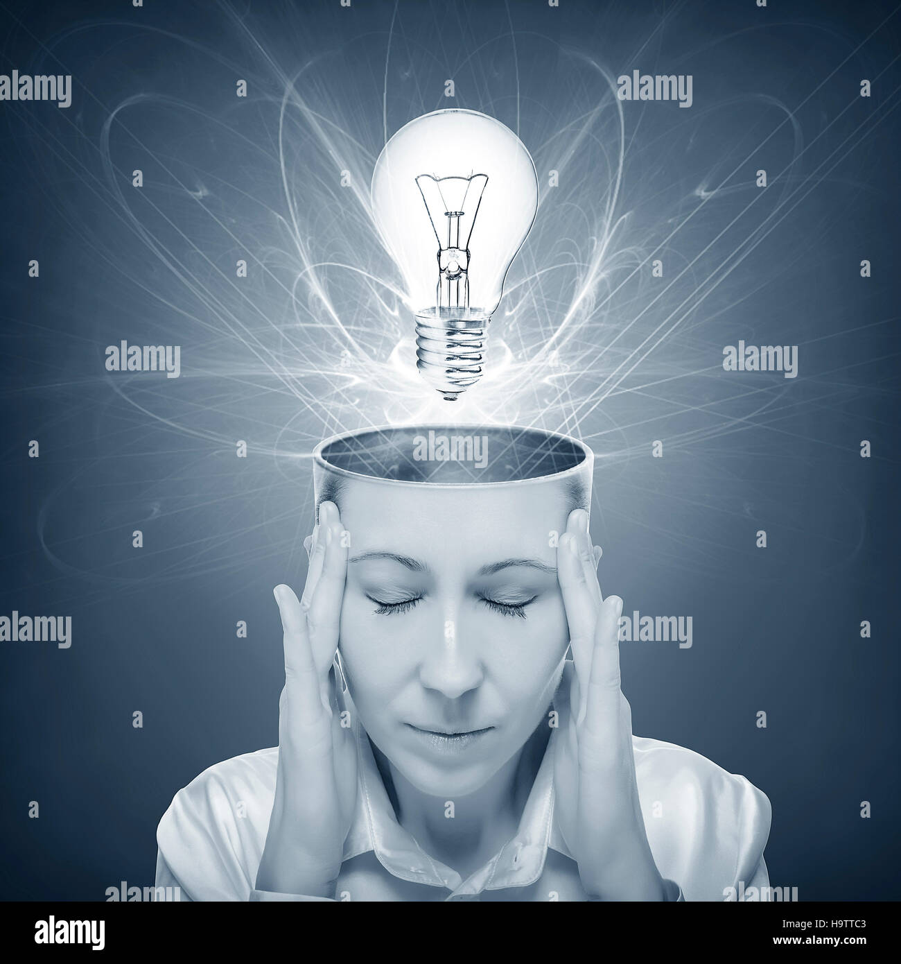 Creating ideas. Woman create the idea Stock Photo - Alamy