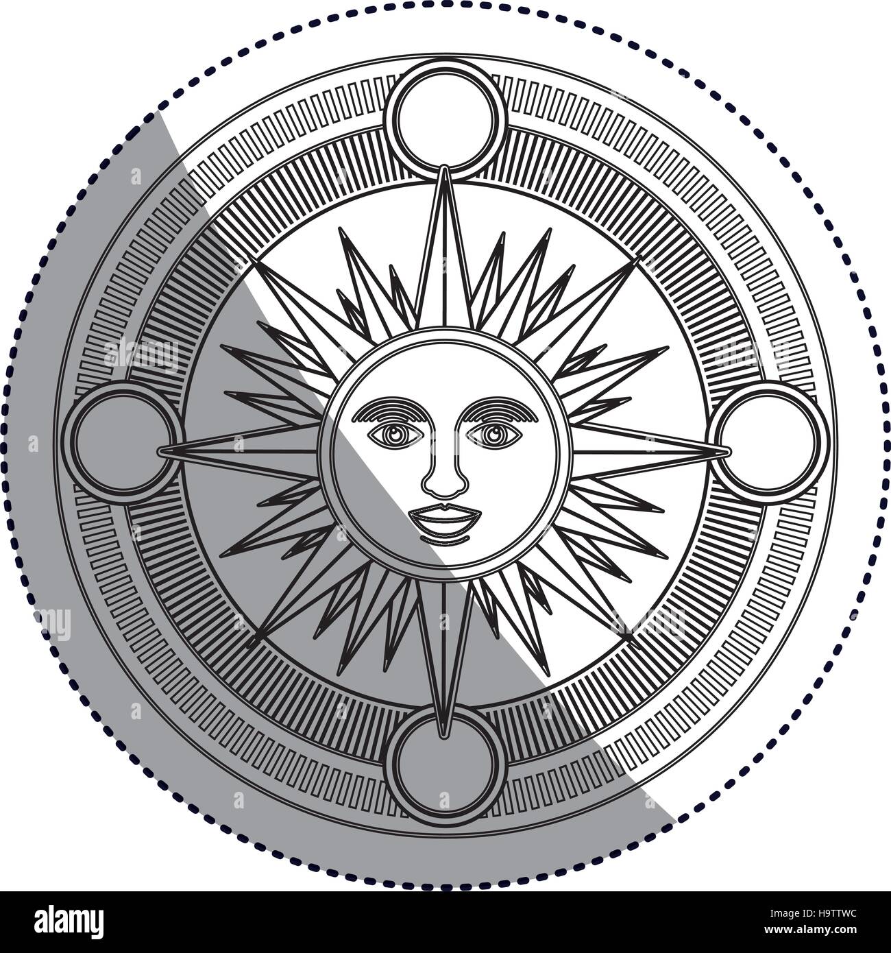 Isolated sun inside compass design Stock Vector Image & Art - Alamy