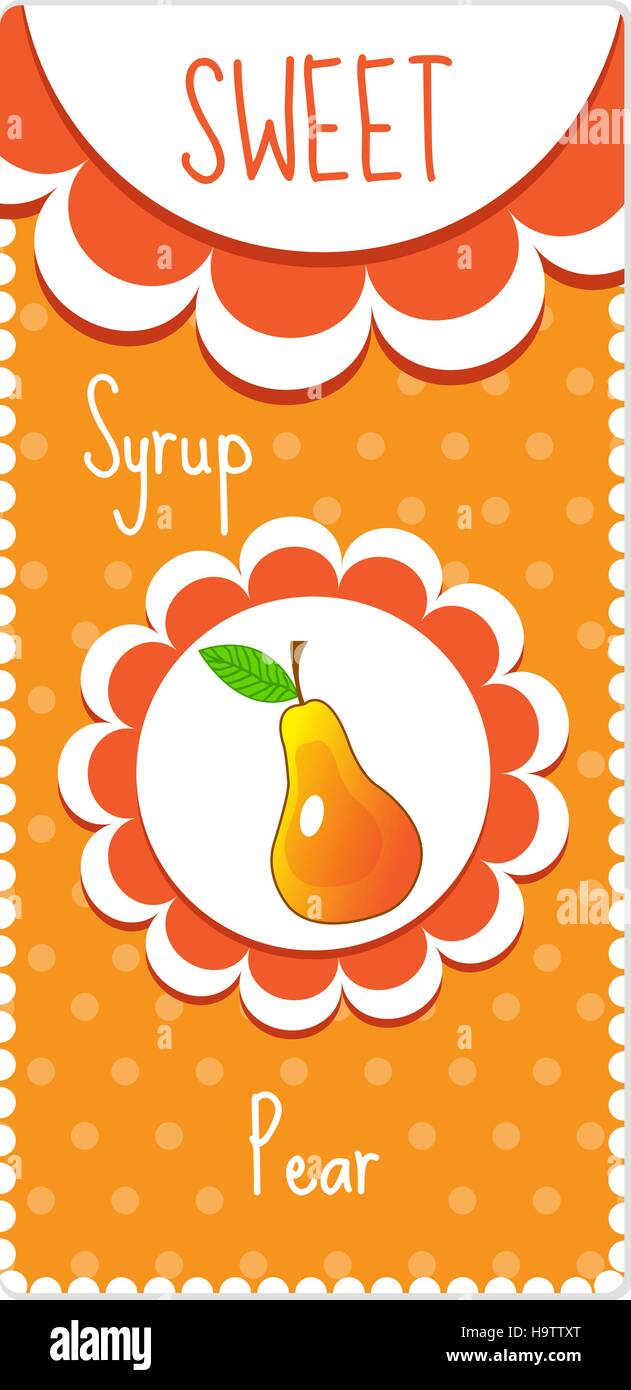 Sweet fruit labels for drinks, syrup, jam. Pear label. Vector ...