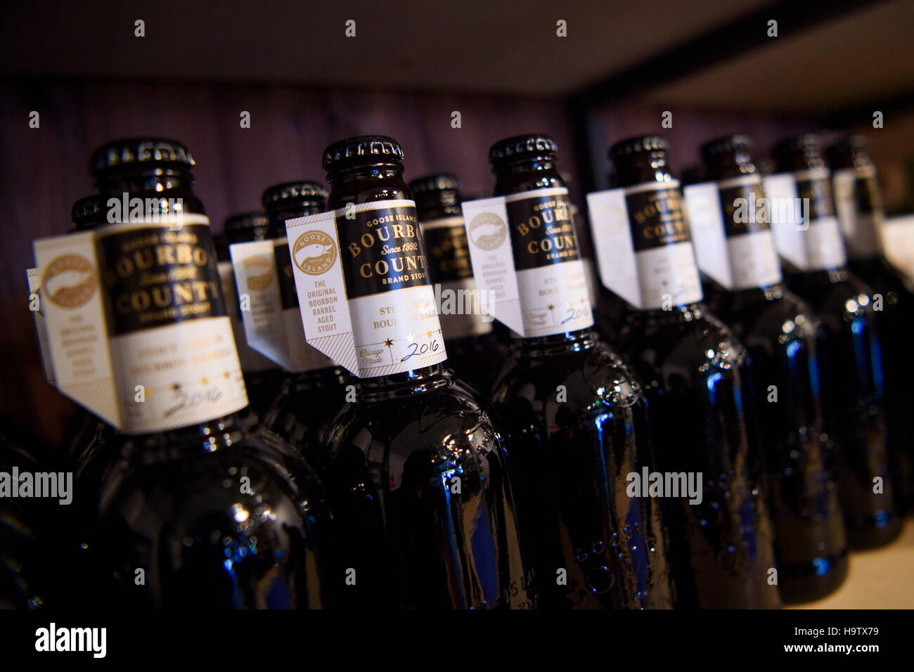 EDITORIAL USE ONLY Some of the 100 bottles of Bourbon County Stout from ...