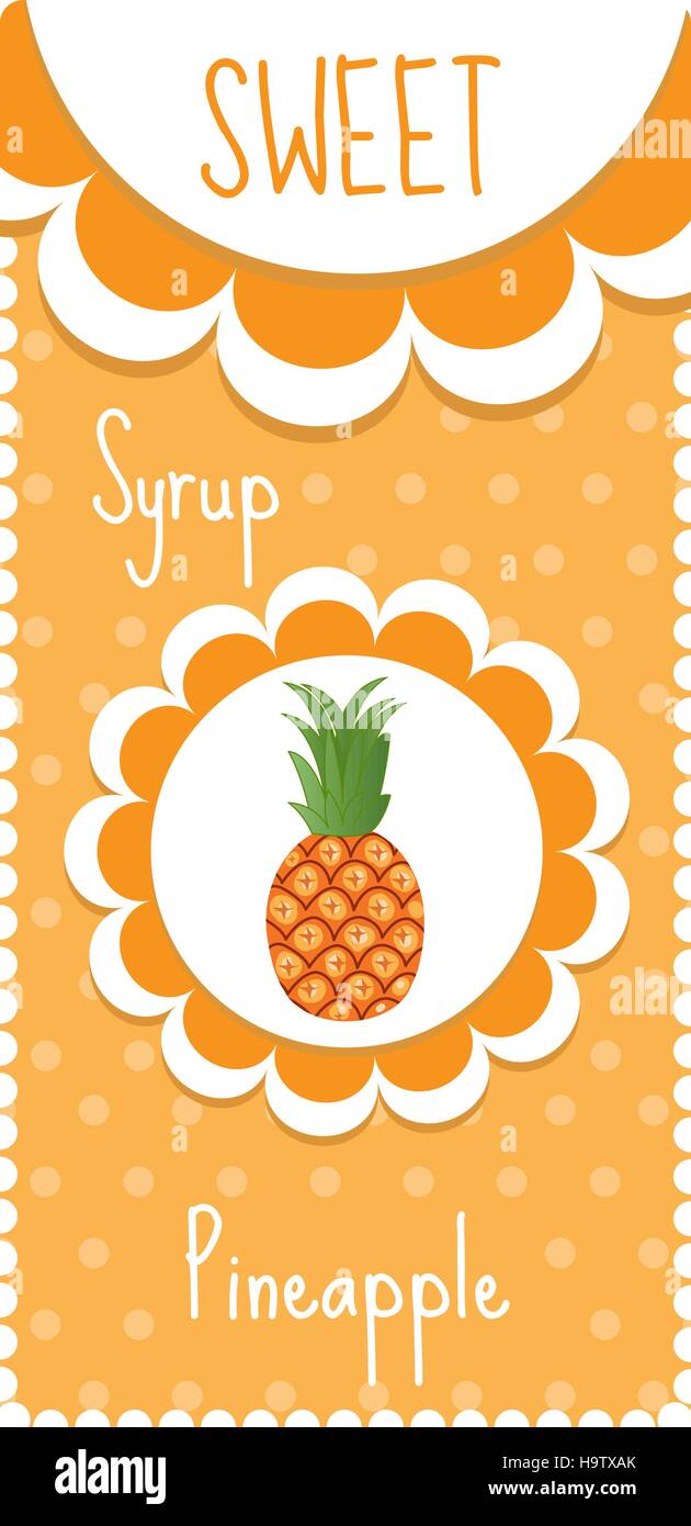 Sweet fruit labels for drinks, syrup, jam. Pineapple label. Vector ...