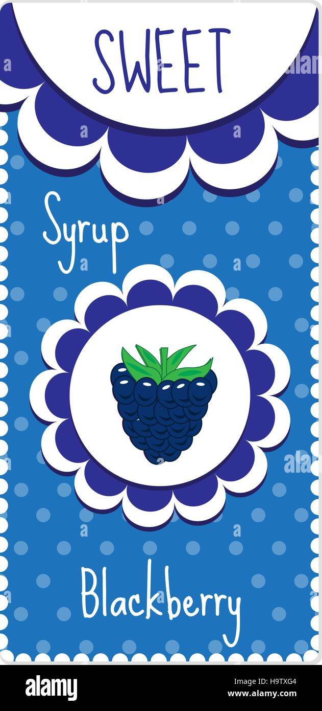 Sweet fruit labels for drinks, syrup, jam. Blackberry label. Vector ...